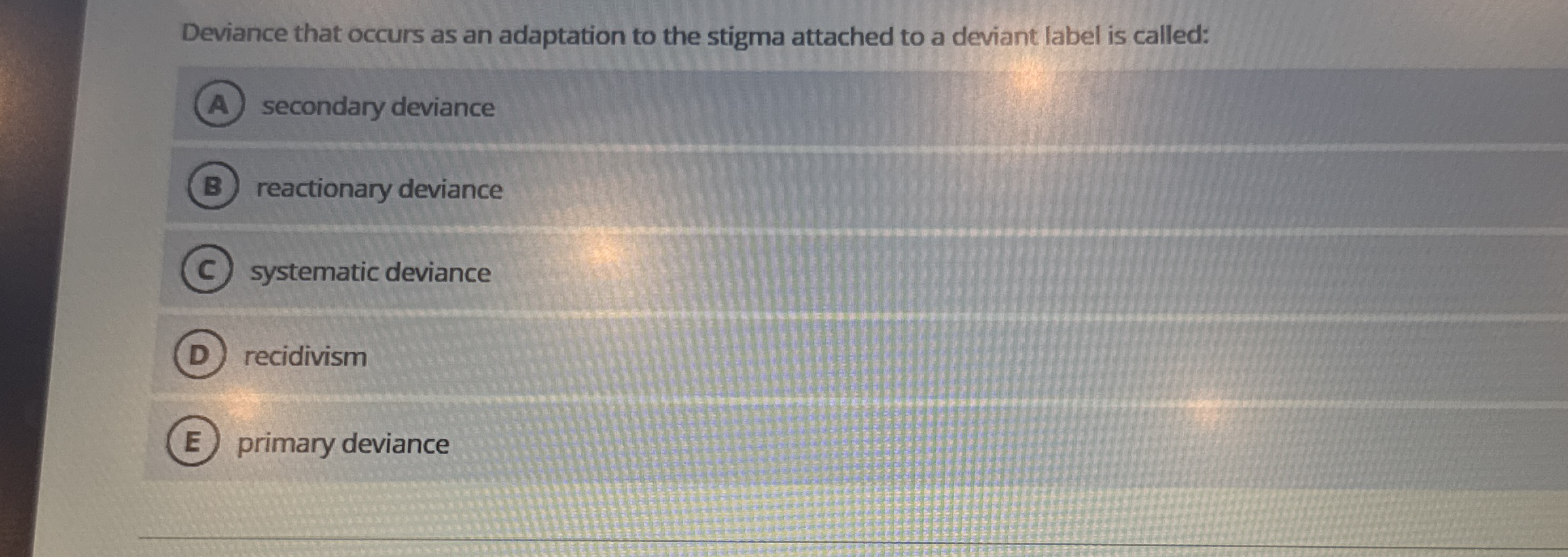 Solved Deviance that occurs as an adaptation to the stigma | Chegg.com