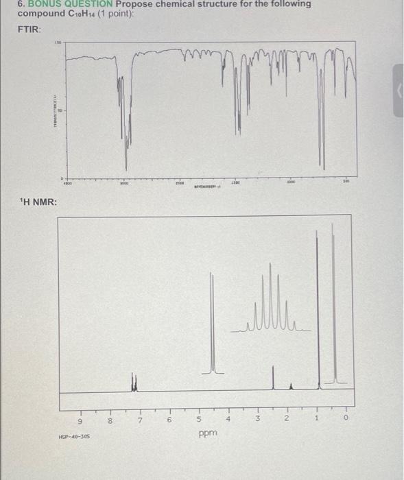 Solved 6. BONUS QUESTION Propose chemical structure for the | Chegg.com