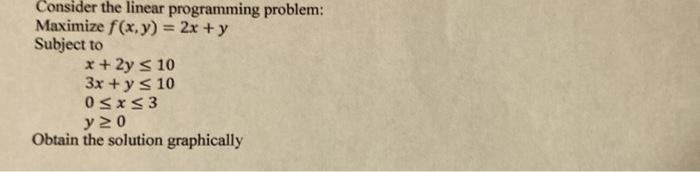 Solved Consider the linear programming problem: Maximize | Chegg.com