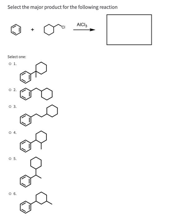 Solved Select the major product for the following reaction | Chegg.com