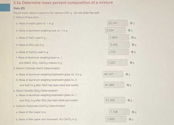 Solved 3.5a Determine mass percent composition of a mixture | Chegg.com