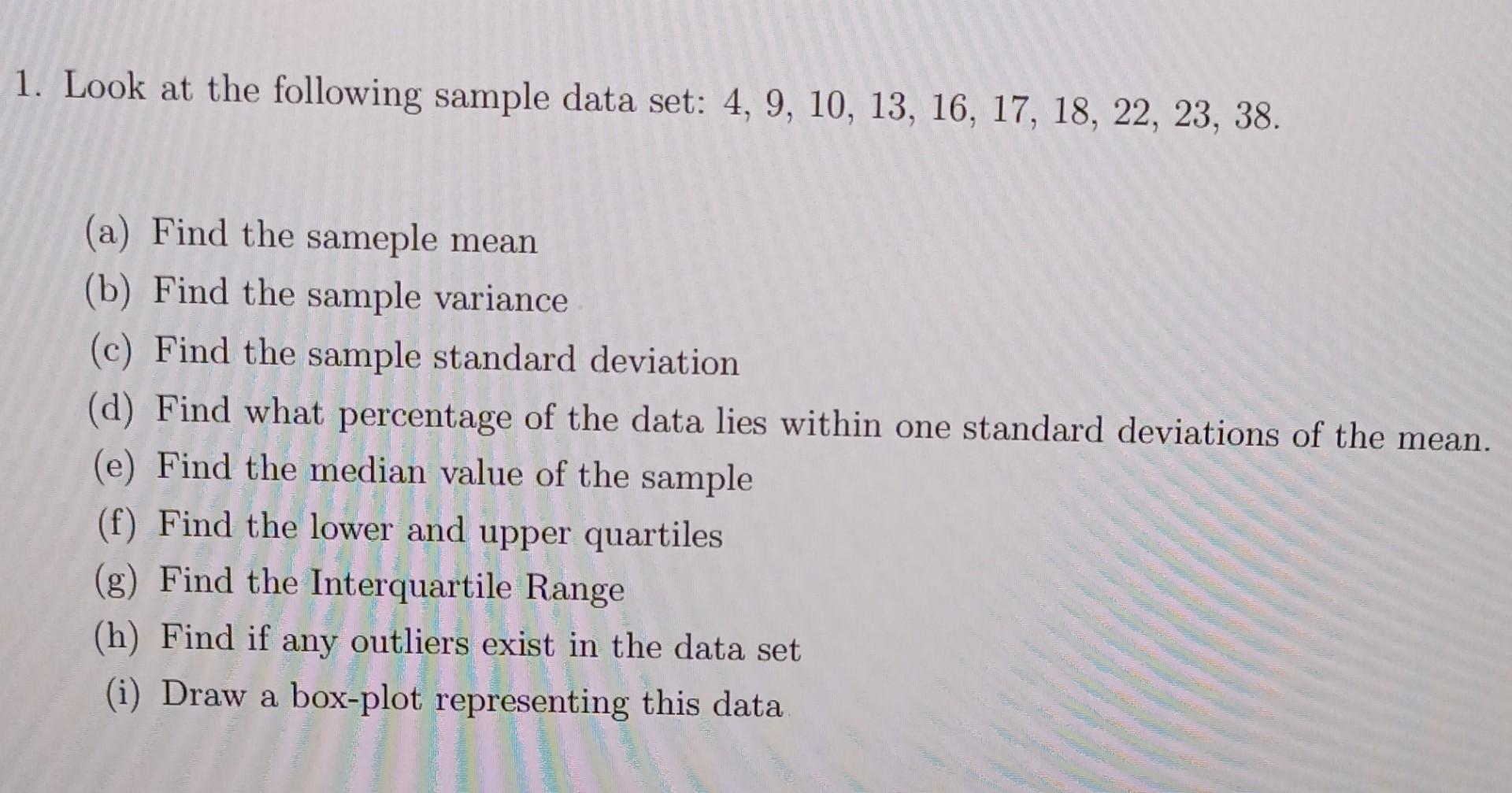 Solved 1. Look at the following sample data set: | Chegg.com