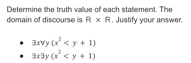 Solved Determine the truth value of each statement. The | Chegg.com