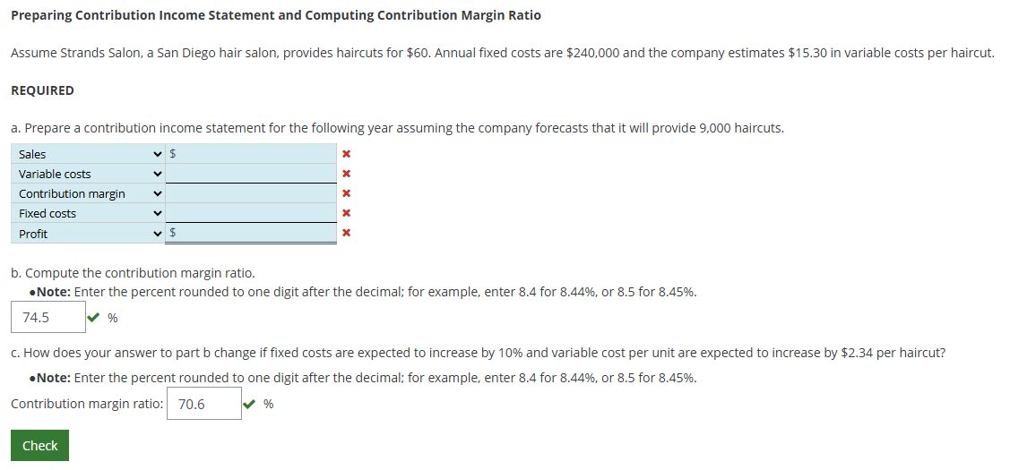 Solved Preparing Contribution Income Statement and Computing | Chegg.com