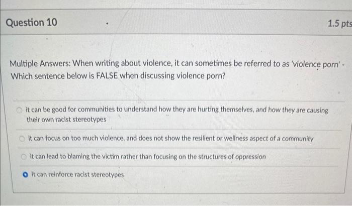 Multiple Answers: When writing about violence, it can | Chegg.com