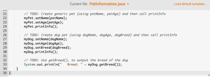 Solved The base class Pet has protected fields petName, and | Chegg.com