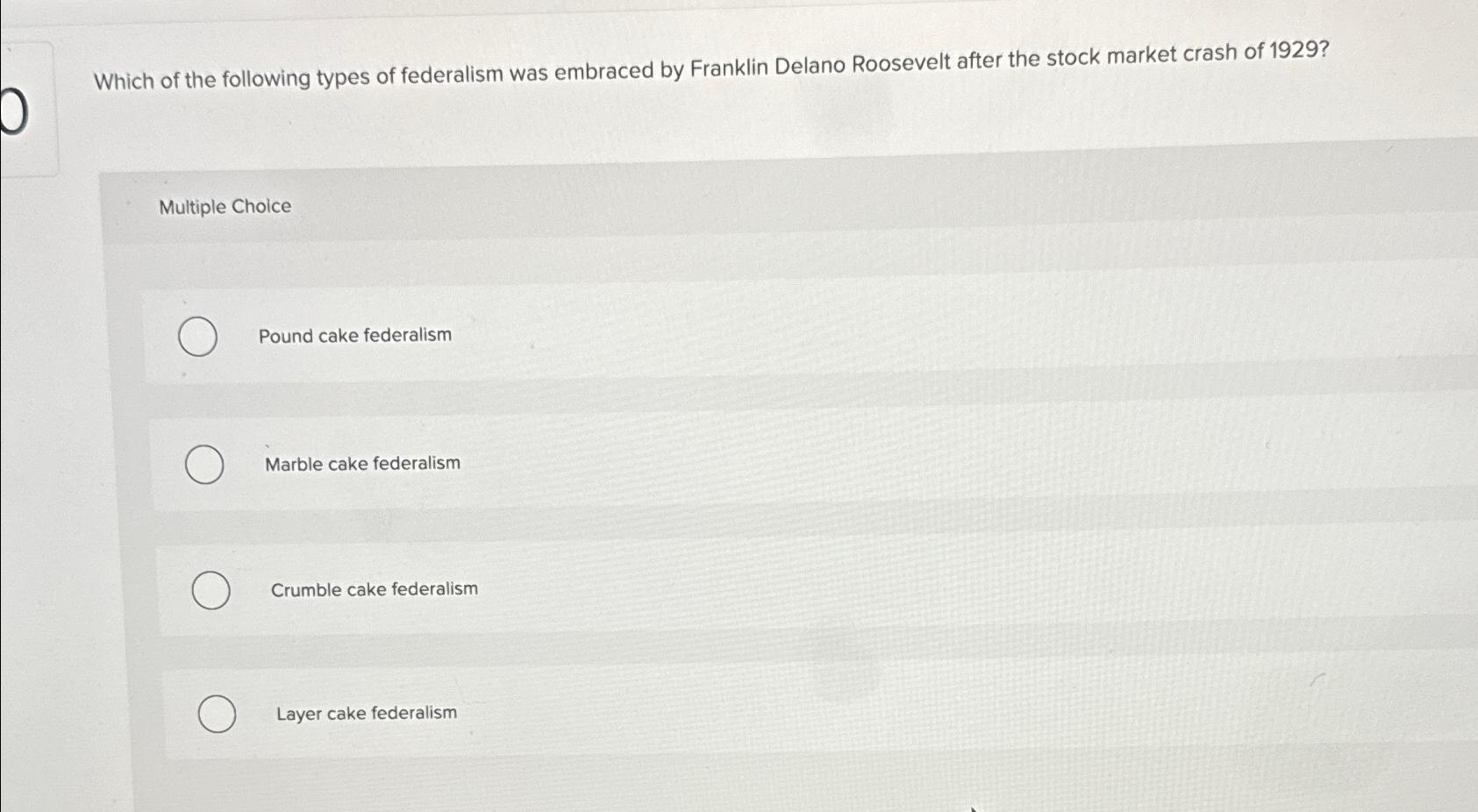 Solved Which of the following types of federalism was | Chegg.com