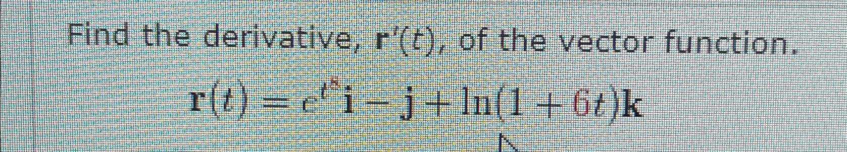 Solved Find the derivative, r'(t), ﻿of the vector | Chegg.com