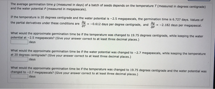 Solved The average germination time g (measured in days) of | Chegg.com