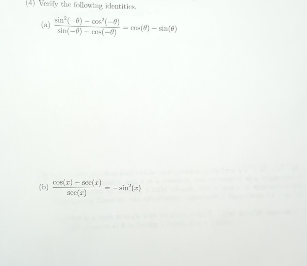 Solved (4) ﻿Verify the following | Chegg.com