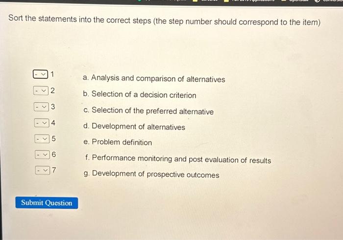 Solved Sort the statements into the correct steps (the step | Chegg.com