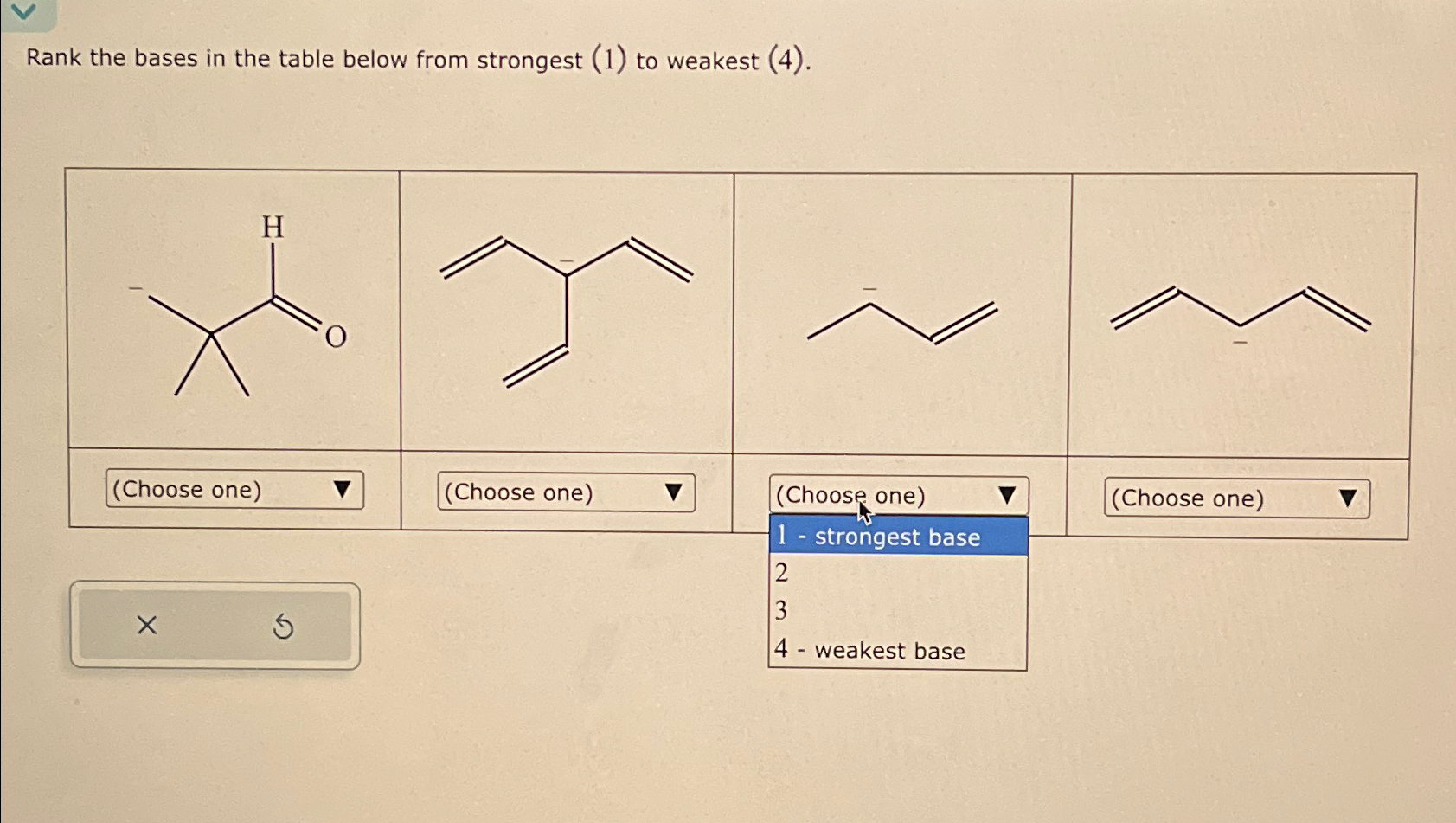Solved Rank the bases in the table below from strongest (1) | Chegg.com