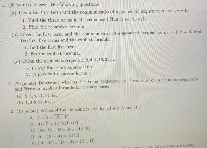 Solved (a) Given the first term and the common ratio of a | Chegg.com