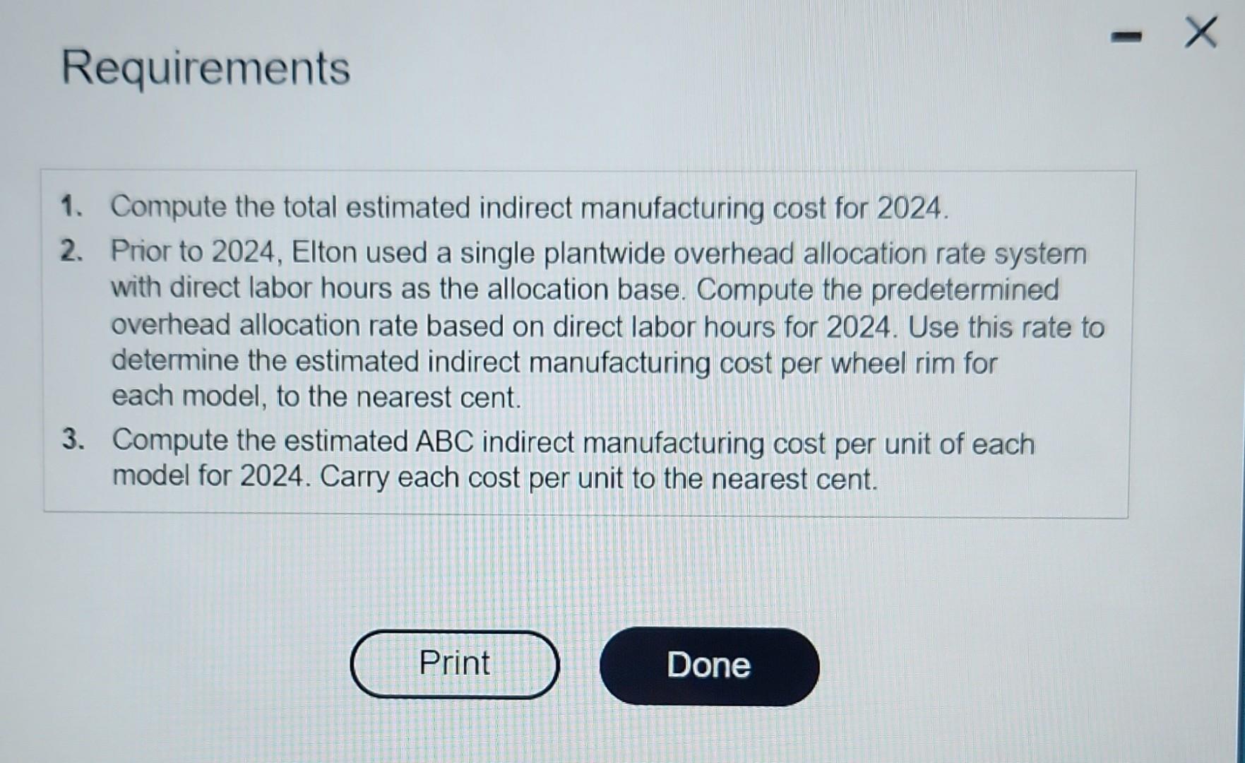 Solved Elton Company manufactures wheel rims. The controller | Chegg.com