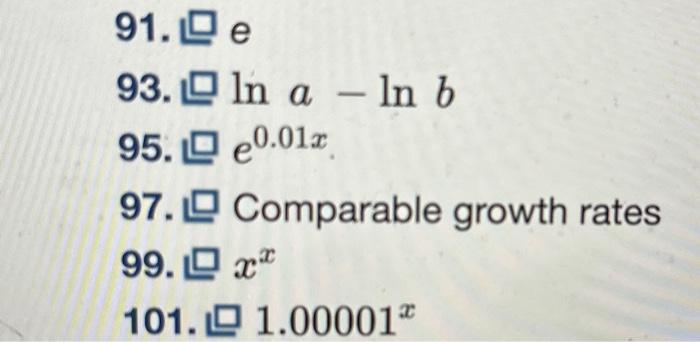 95-104. Comparing growth rates Use limit methods to | Chegg.com