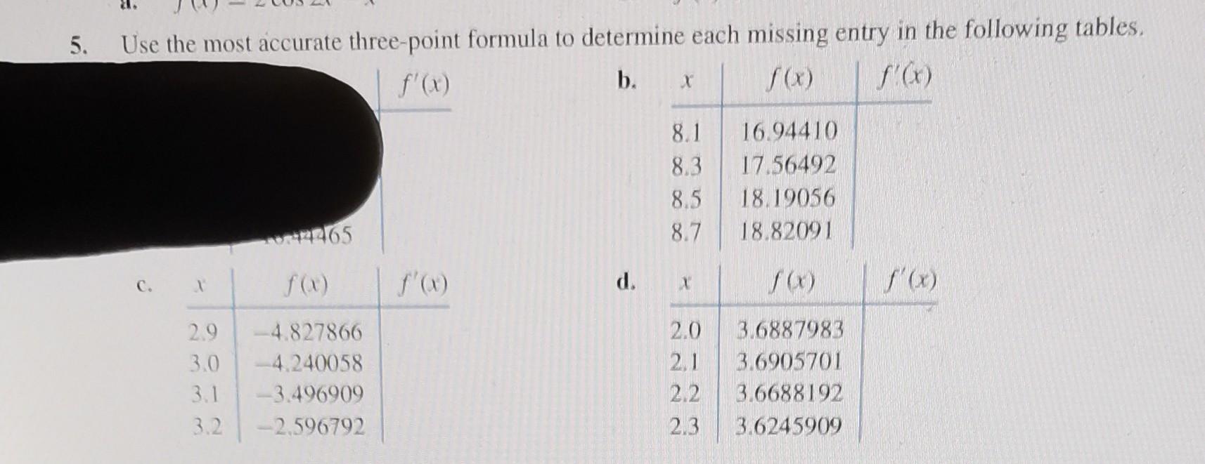 5. Use the most accurate three-point formula to | Chegg.com