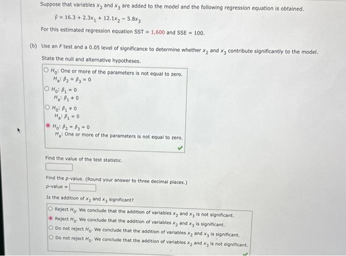 Solved regression analysis involving 27 observations, the | Chegg.com