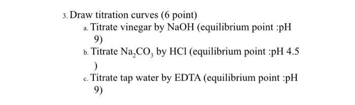 Solved 3. Draw titration curves ( 6 point) a. Titrate | Chegg.com