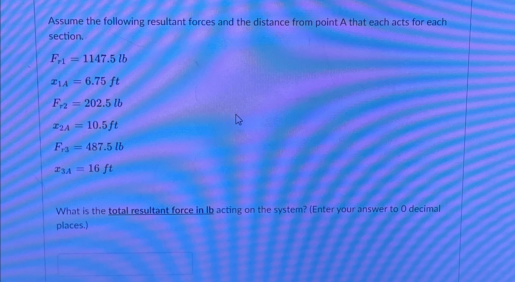 Solved Assume the following resultant forces and the | Chegg.com
