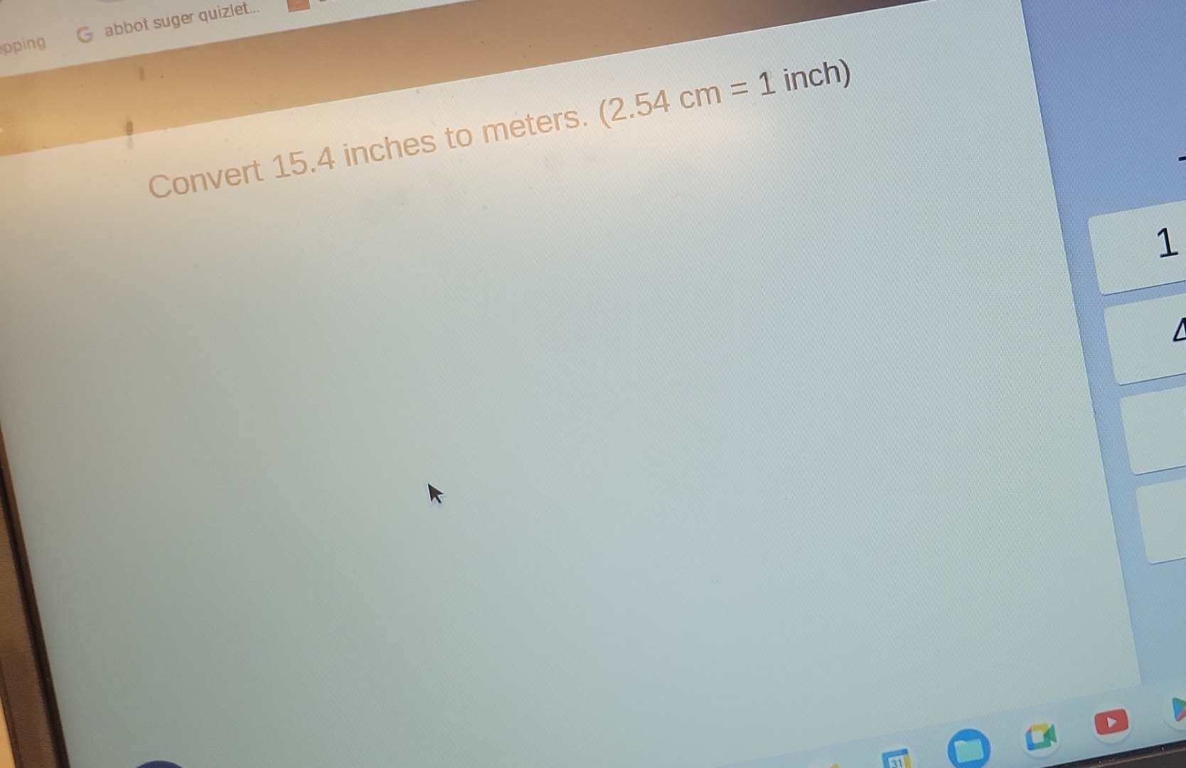Solved Convert 15.4 ﻿inches to meters. inch | Chegg.com