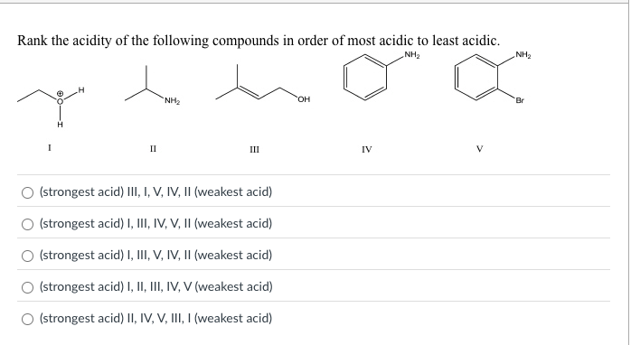 Solved Rank the acidity of the following compounds in order | Chegg.com