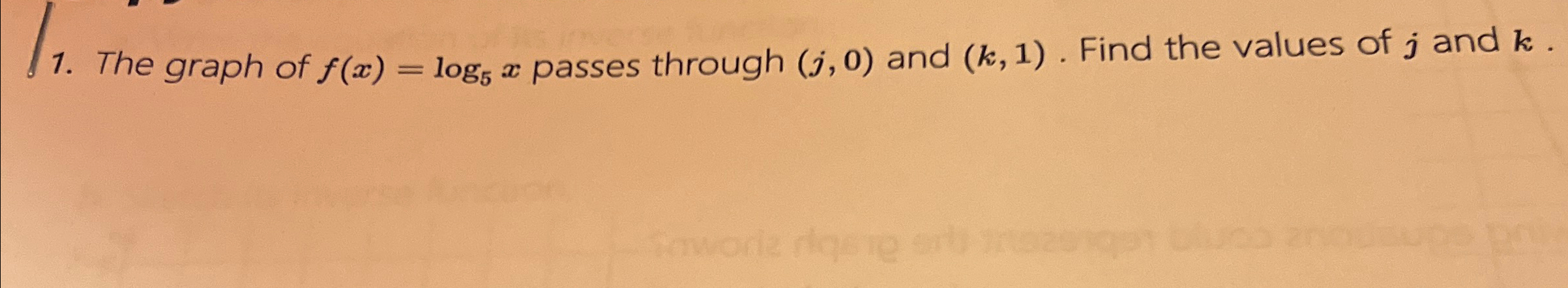 Solved The graph of f(x)=log5x ﻿passes through (j,0) ﻿and | Chegg.com