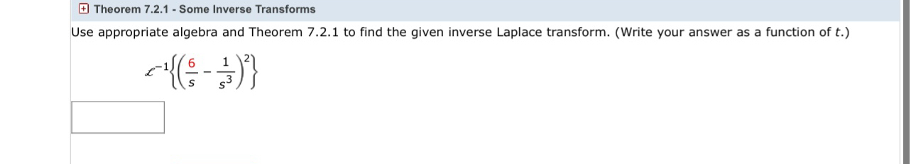 Solved Theorem 7.2.1 - ﻿Some Inverse TransformsUse | Chegg.com