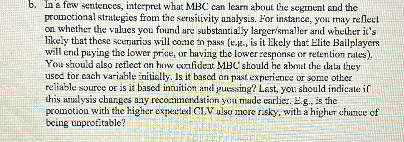 Solved b. ﻿In a few sentences, interpret what MBC can learn | Chegg.com