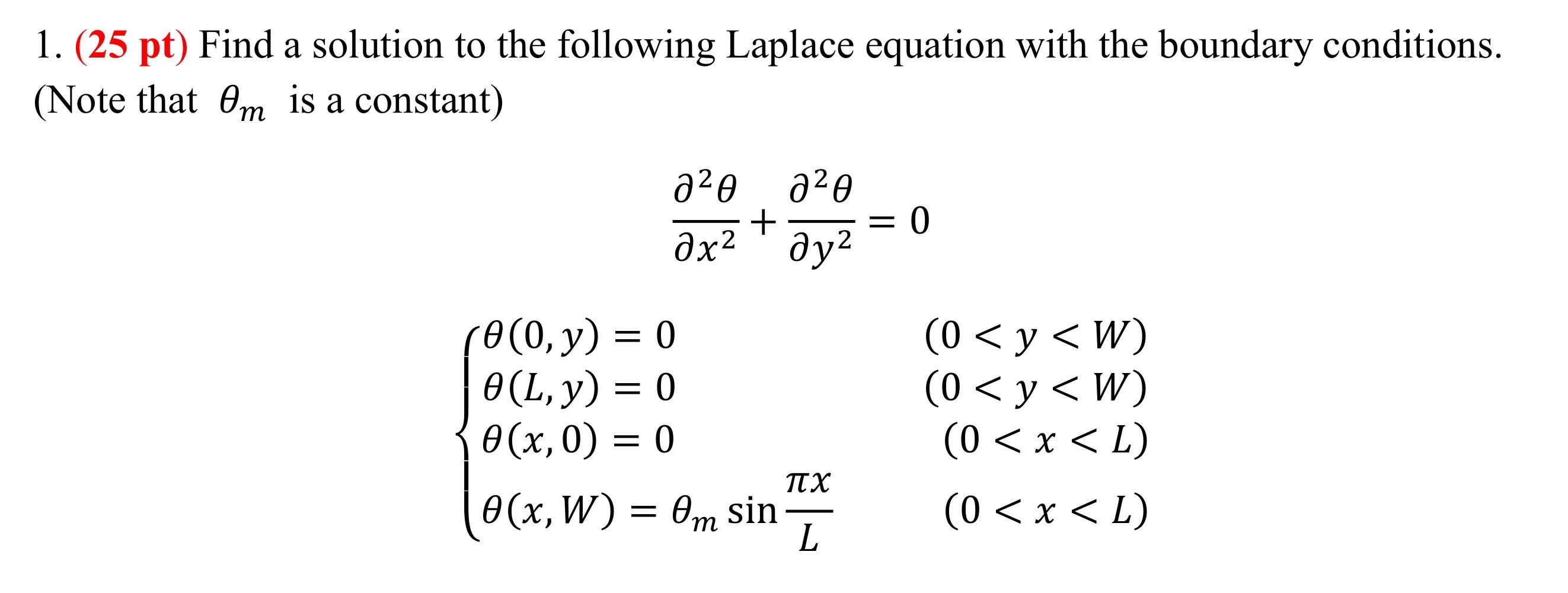 (25pt) ﻿Find a solution to the following Laplace | Chegg.com