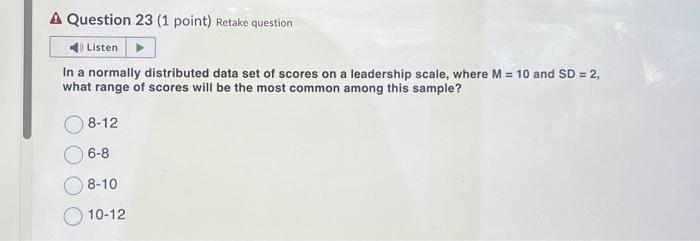 Solved In a normally distributed data set of scores on a | Chegg.com