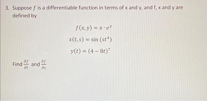 Solved Suppose f is a differentiable function in terms of x | Chegg.com