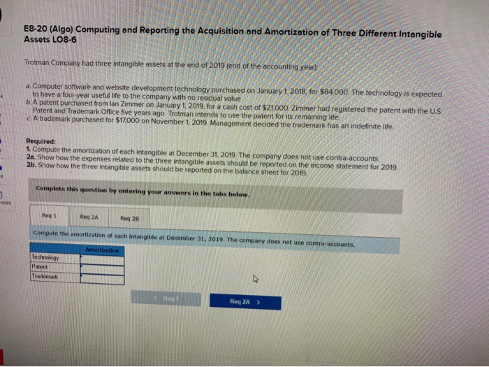 Solved E8-20 (Algo) Computing and Reporting the Acquisition | Chegg.com