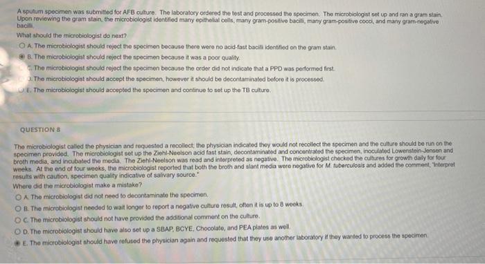 Solved baci A sputum specimen was submitted for AFB culture. | Chegg.com