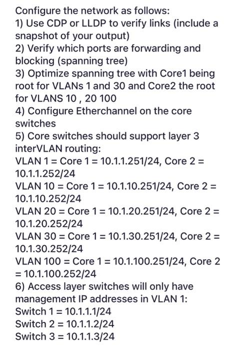 Solved Contigure the network as follows: 1) Use CDP or LLDP | Chegg.com