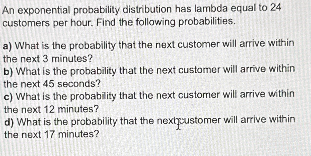 Solved An exponential probability distribution has lambda | Chegg.com