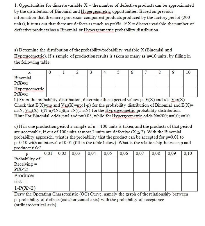 Solved 1. Opportunities for discrete variable X= the number | Chegg.com