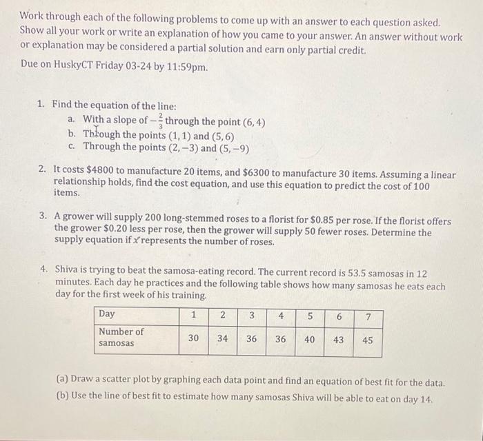 Solved Work through each of the following problems to come | Chegg.com
