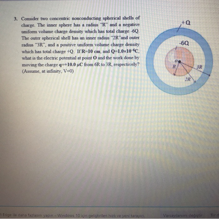 Solved +Q 3. Consider two concentric nonconducting spherical | Chegg.com