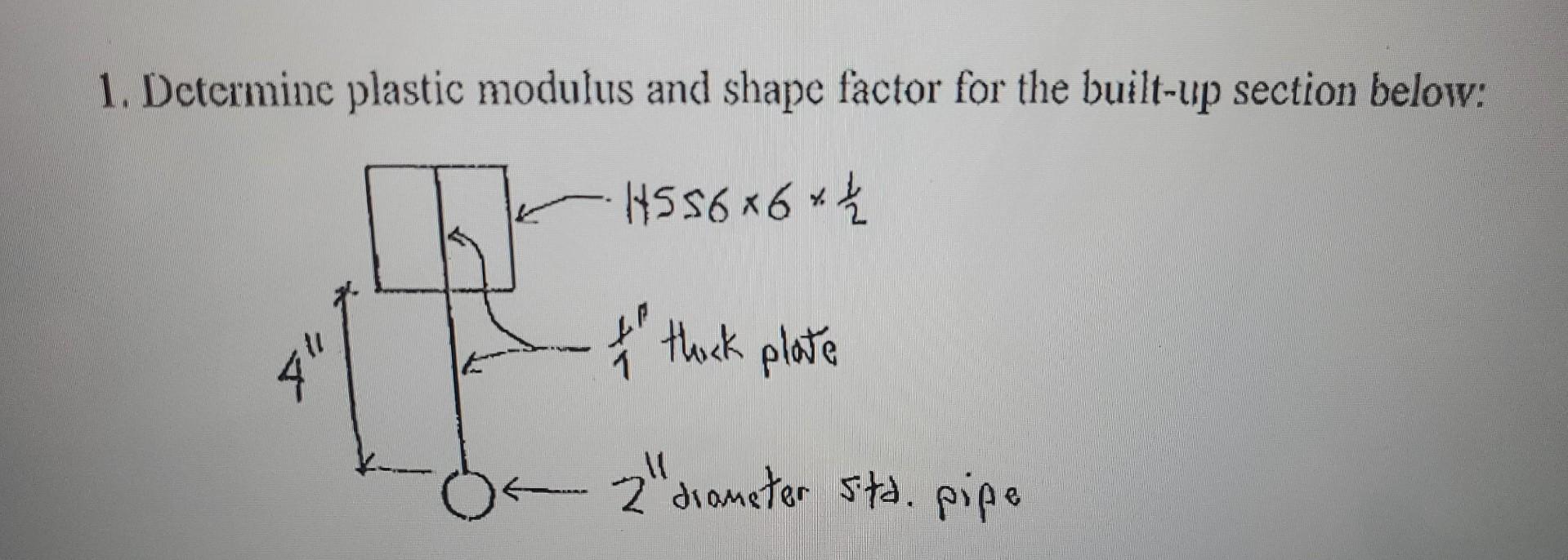 Solved 1. Determine plastic modulus and shape factor for the | Chegg.com