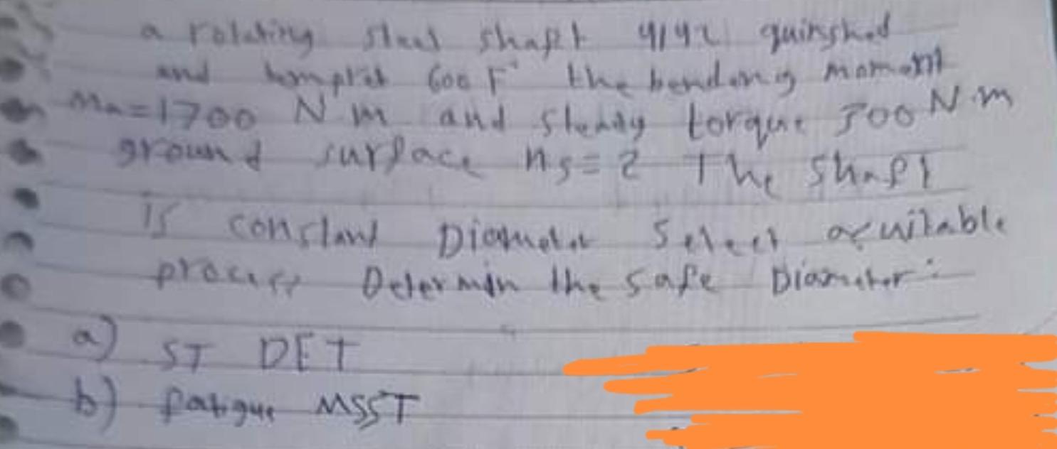 a rolating stuel shaft 4142 quinghed and tomprat | Chegg.com