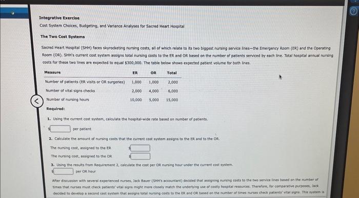 Solved Integrative Exercise Cost System Choices, Budgeting, | Chegg.com