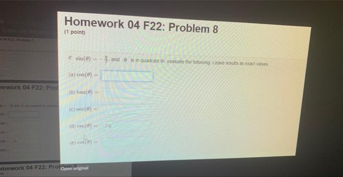 Solved Homework 04 F22: Problem 7 (1 point)Homework 04 F22: | Chegg.com