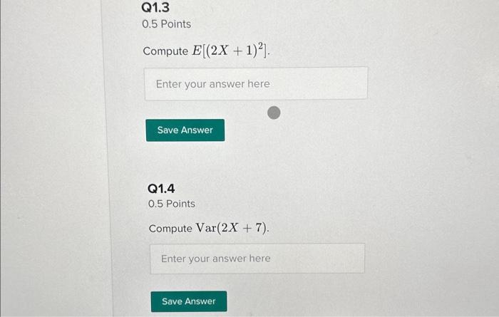 Solved Q1 Expectation and variance 2 Points Suppose that the | Chegg.com