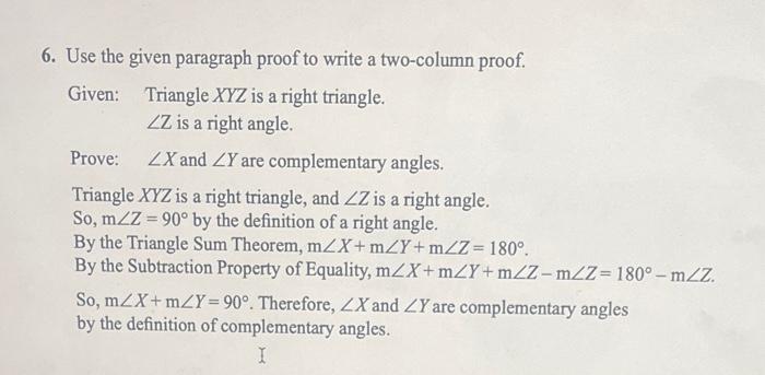 6. Use the given paragraph proof to write a | Chegg.com