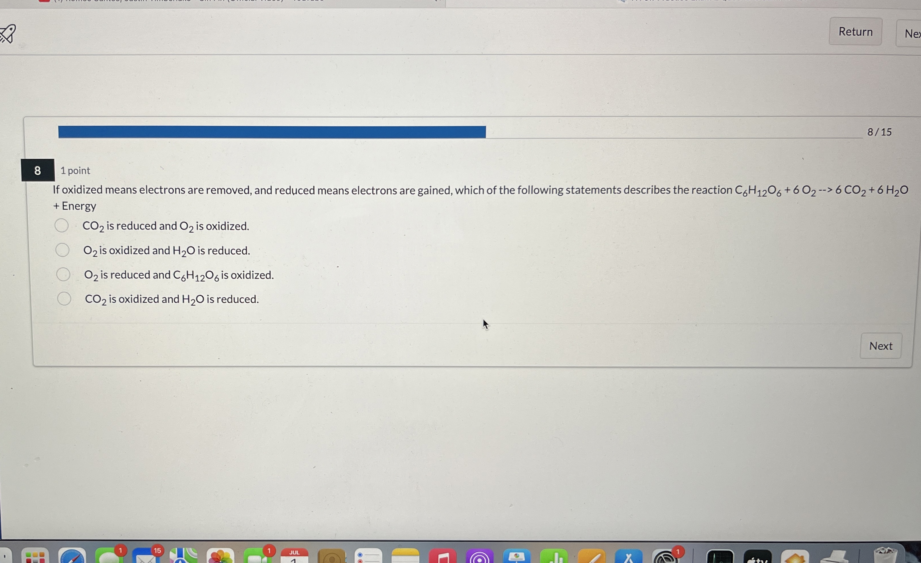 Solved 88 1 ﻿pointIf oxidized means electrons are removed, | Chegg.com