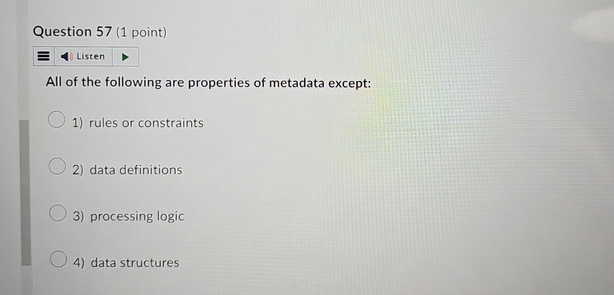 Solved Question 57 (1 ﻿point)ListenAll of the following are | Chegg.com