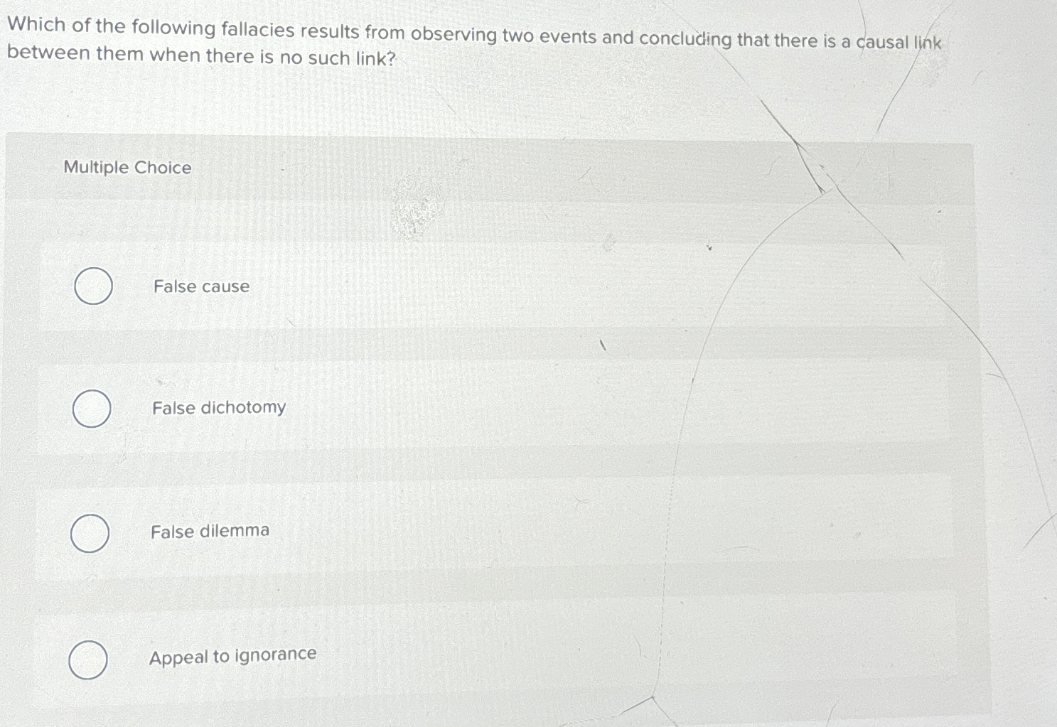 Solved Which of the following fallacies results from | Chegg.com