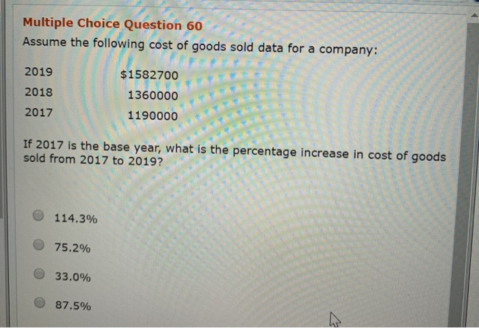 Solved Multiple Choice Question 60 Assume the following cost | Chegg.com