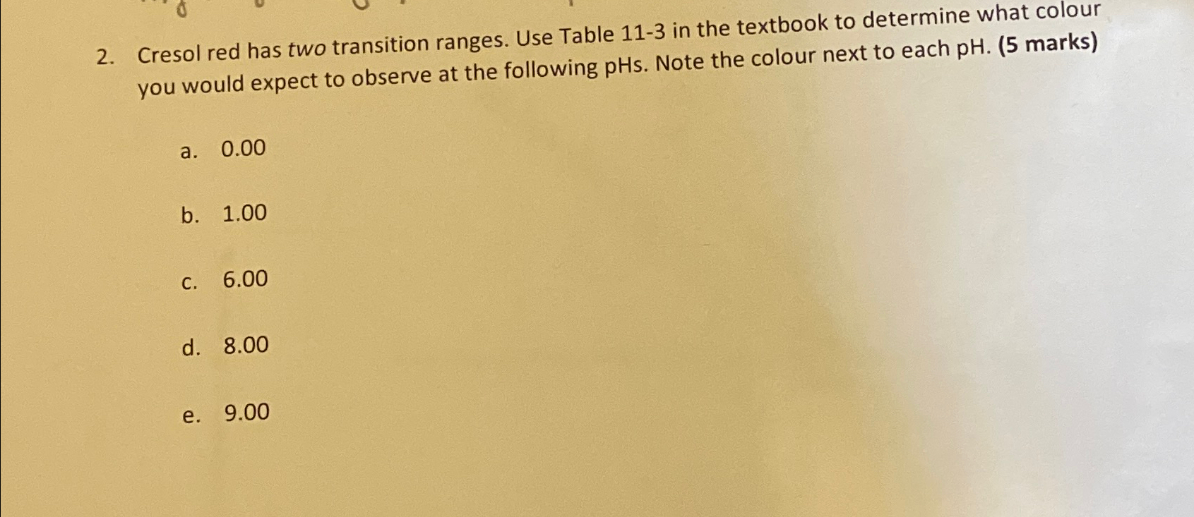 Solved Cresol red has two transition ranges. Use Table 11-3 | Chegg.com