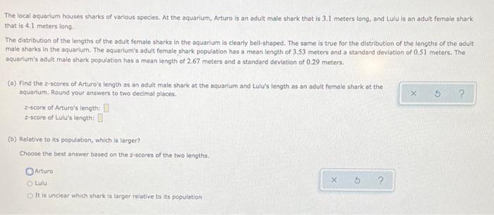 Solved The local aquarium houses sharks of various species. | Chegg.com Solved The local aquarium houses sharks of various species. | Chegg.com